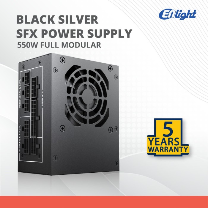 PSU Enlight Black Silver SFX 550W 80+ Gold Full Modular 550 watt ...